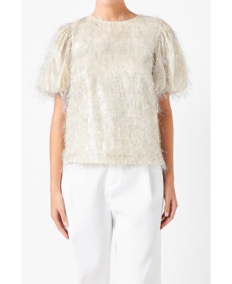 Women's Fringe Puff Sleeve Top - Macy's