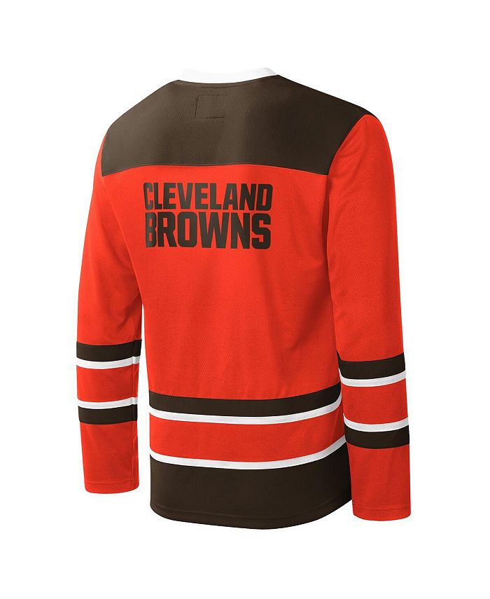 Starter Men's Orange Cleveland Browns Cross-Check V-Neck Long Sleeve T ...
