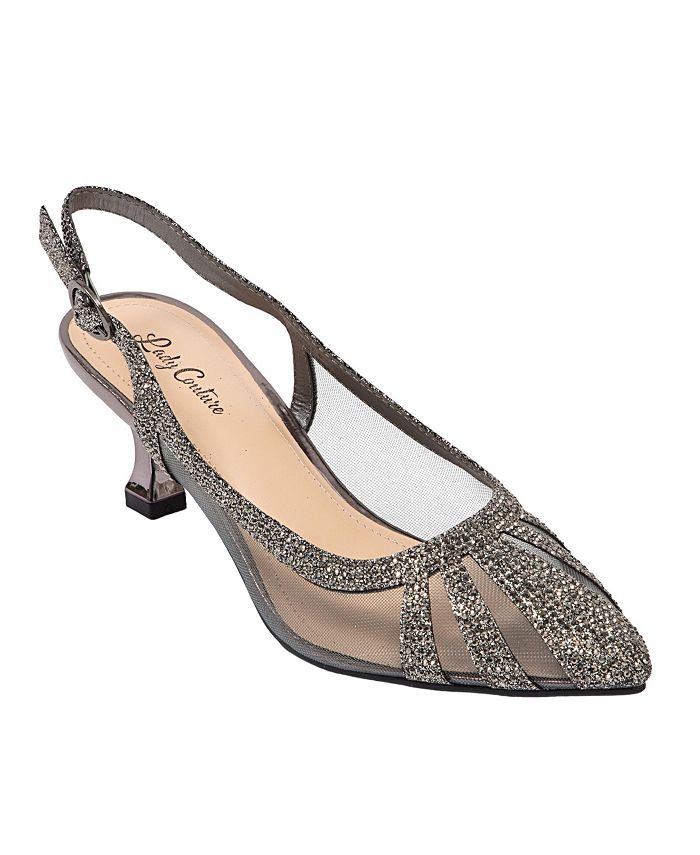 Lady Couture Women's Mesh and Rhinestone Trimmed Sling back Pumps - Macy's