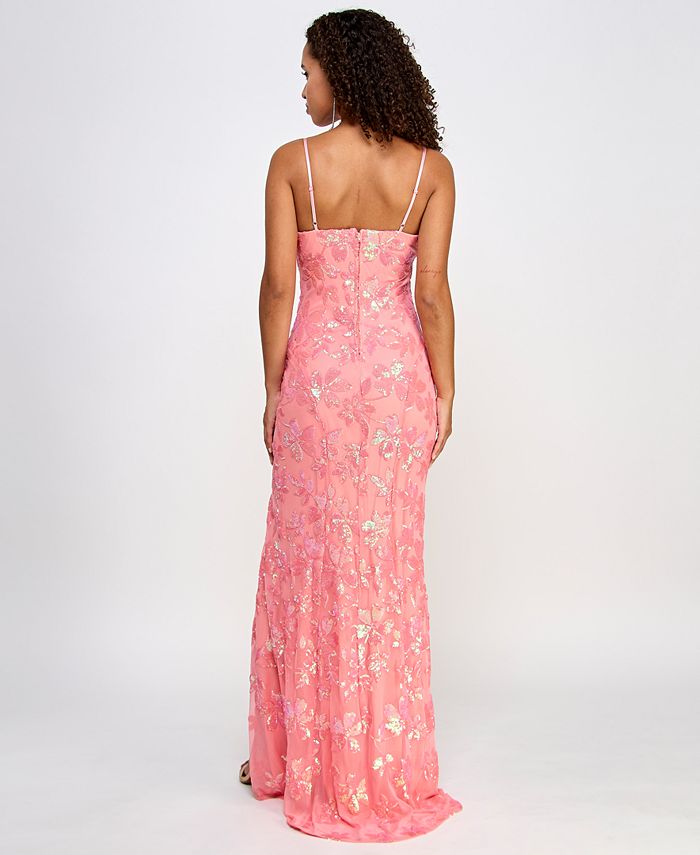 Emerald Sundae Juniors' Floral-Sequined Gown - Macy's