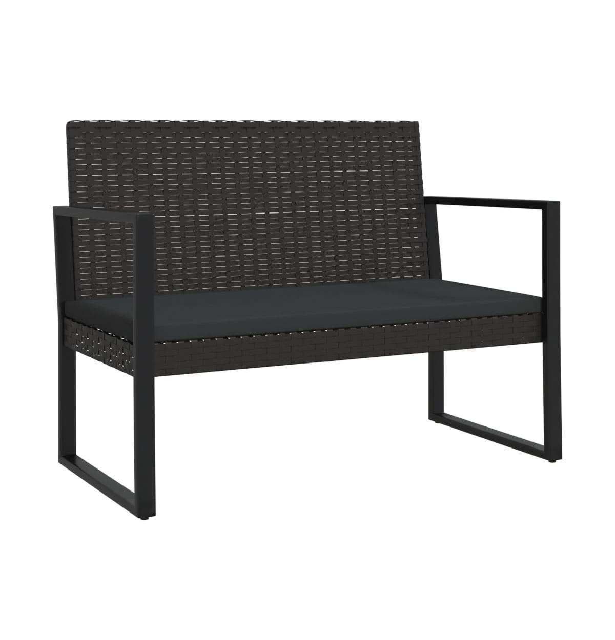 Click here for Patio Bench with Cushions Black 41.7 Poly Rattan -... prices