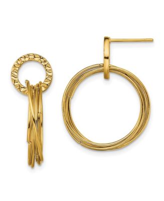 Chisel Stainless Steel Textured Yellow plated Circles Dangle Earrings ...