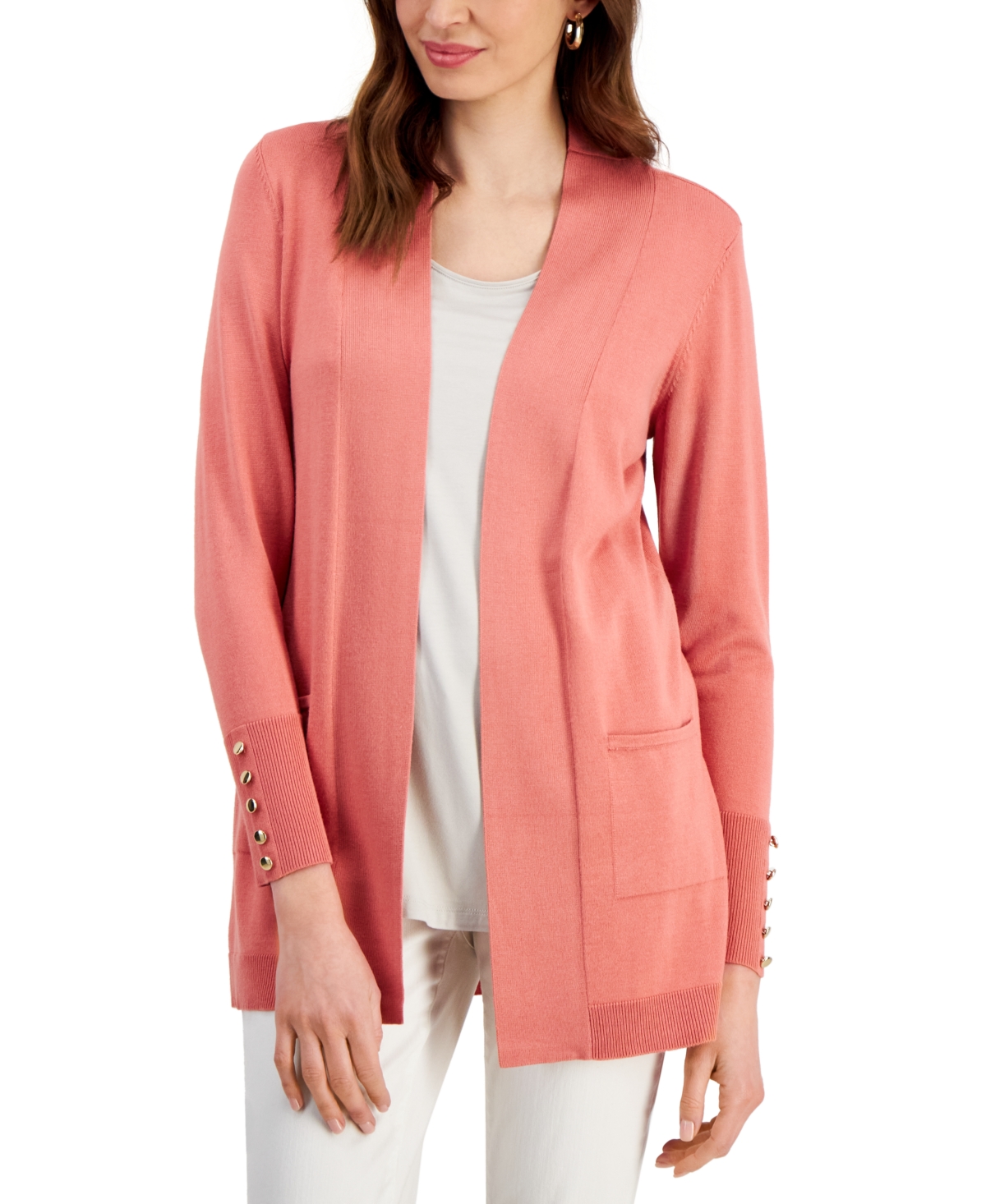 Click here for Jm Collection Womens Button-Sleeve Flyaway Cardiga... prices