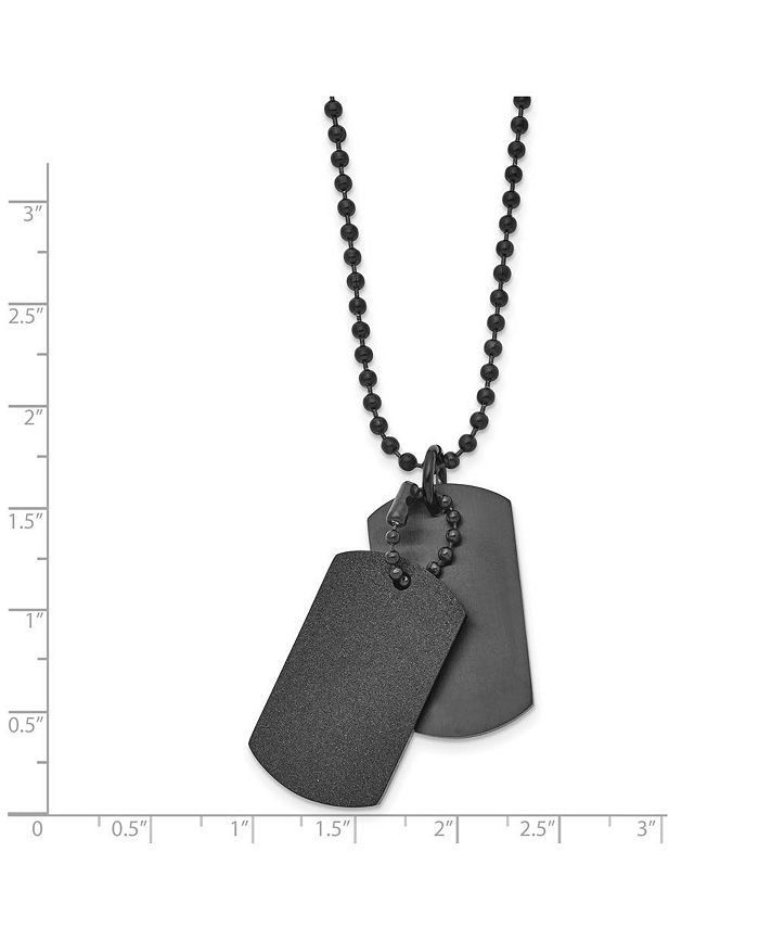 Chisel Brushed and Laser Cut Black IP-plated Double Dog Tag Ball Chain ...