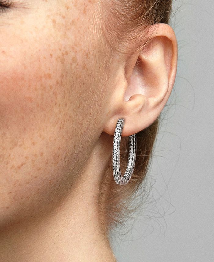 Pandora Sparkle and Hearts Hoop Earrings - Macy's
