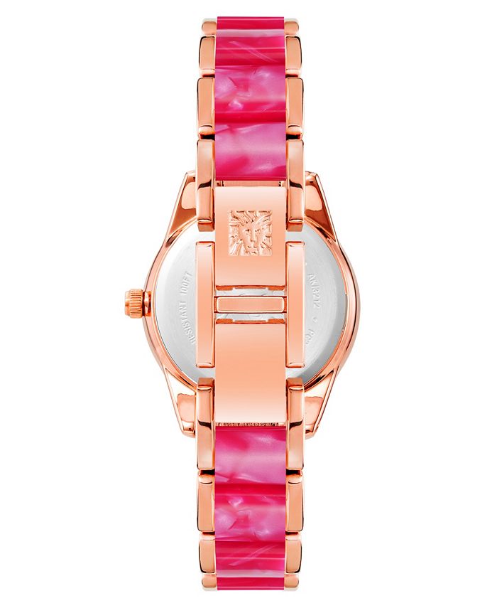 Anne Klein Women's Quartz Rose Gold-Tone Alloy and Hot Pink Acetate ...