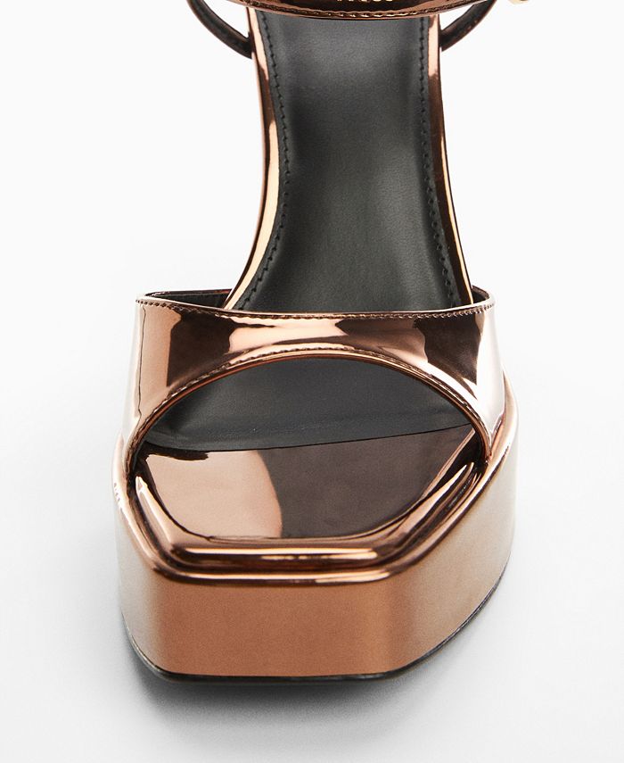 MANGO Women's Metallic Platform Sandals - Macy's