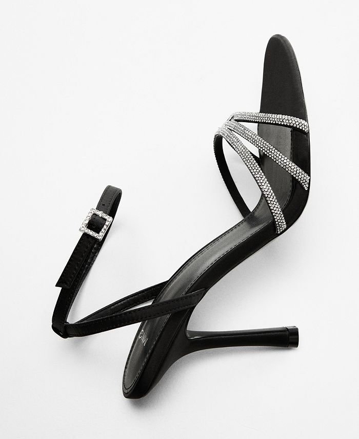 MANGO Women's Rhinestone Straps Heeled Sandals - Macy's