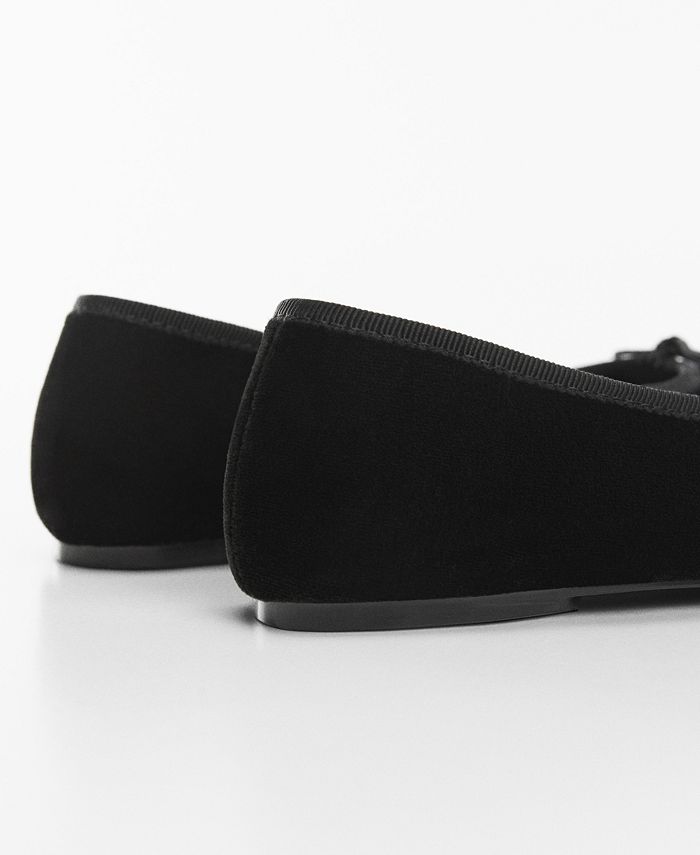 MANGO Women's Velvet Bow Ballerina Shoes - Macy's
