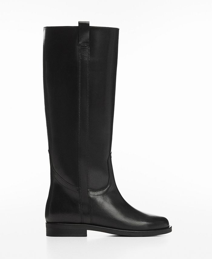 MANGO Women's Leather High-Leg Boots - Macy's