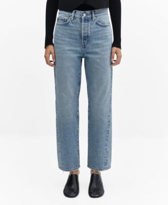 MANGO Women's Forward Seams Straight Jeans - Macy's