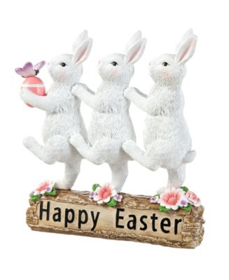 Glitzhome 9.25" H Easter Resin Triple Bunny Table Decor - Macy's