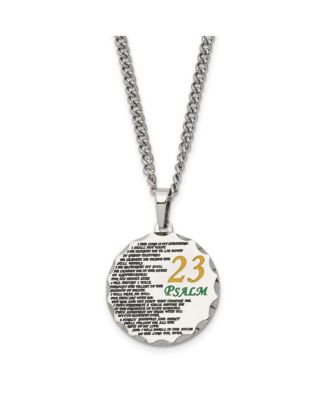 Chisel Polished Acid Etched Psalm 23 Pendant on a Curb Chain Necklace ...