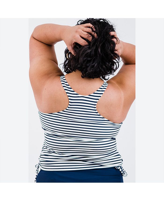 Calypsa Women's Plus Size Maya Tankini Swim Top With Removable Cups ...