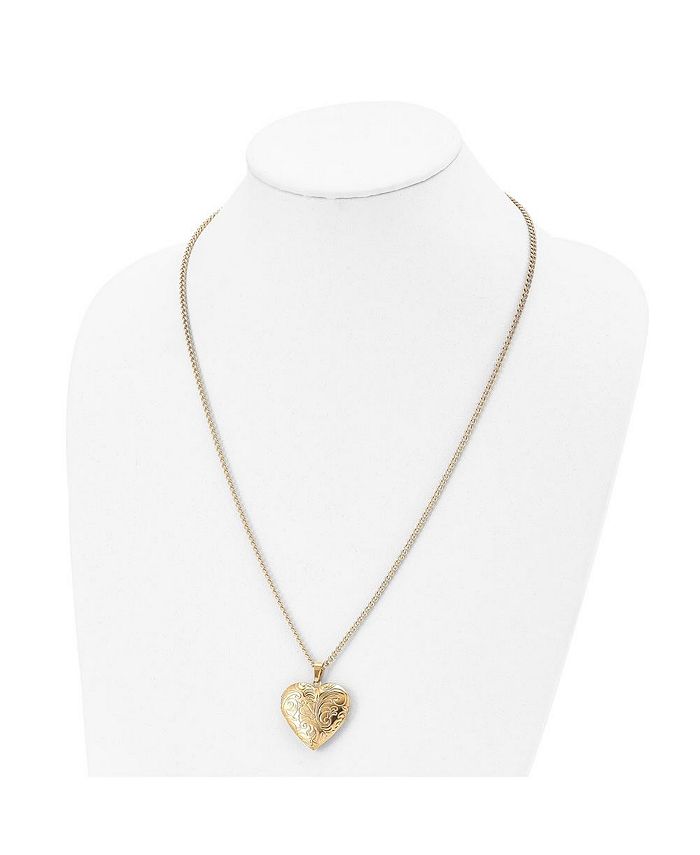 Chisel Polished Yellow IP-plated Heart Locket on a Curb Chain Necklace ...