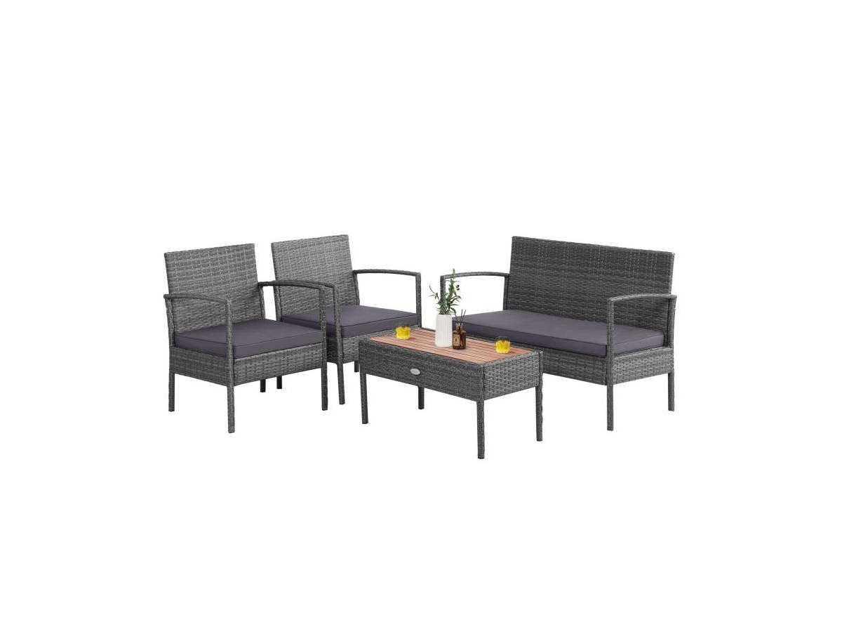 Click here for 4 Pieces Rattan Patio Conversation Furniture Set w... prices