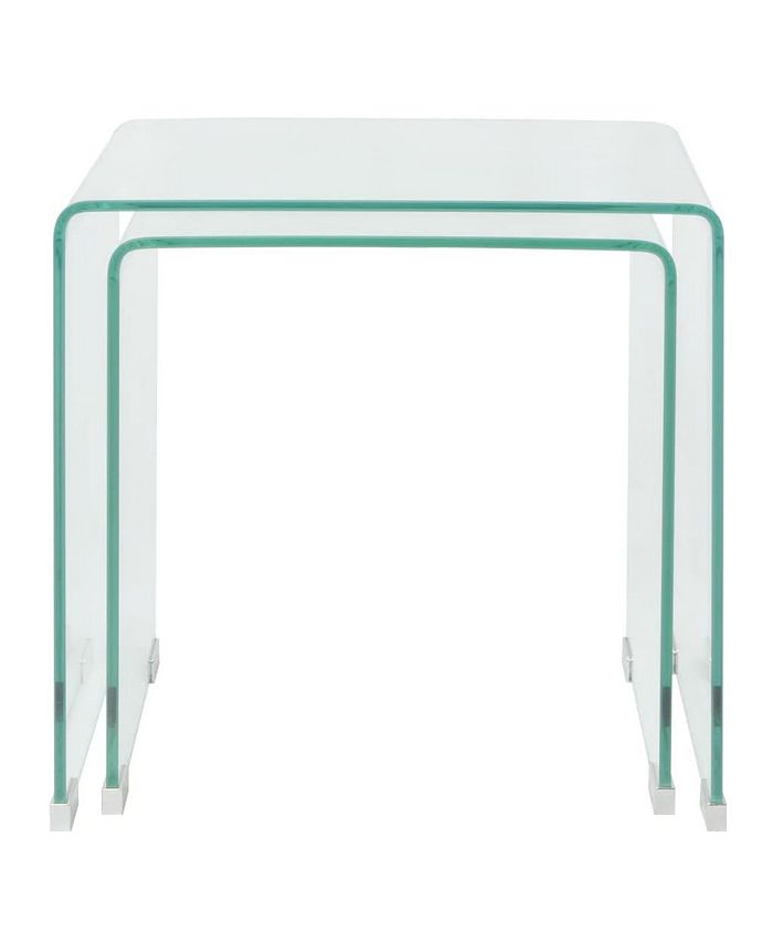vidaXL Two Piece Nesting Table Set Tempered Glass Clear - Macy's