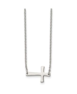 Chisel Polished Sideways Cross on a 16 inch Cable Chain Necklace - Macy's