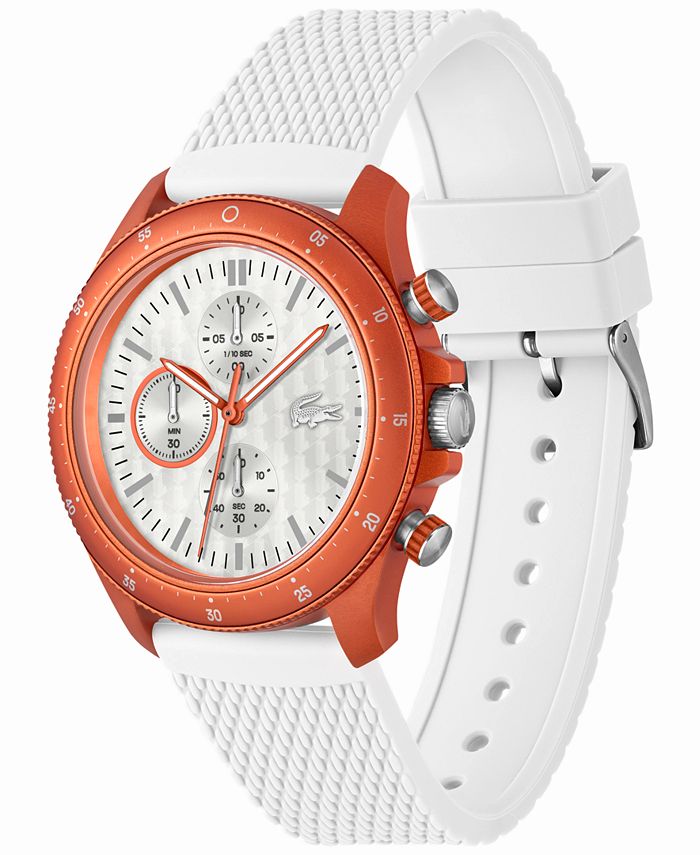 Lacoste Men's Neoheritage Chronograph White Silicone Strap Watch 42mm - Macy's