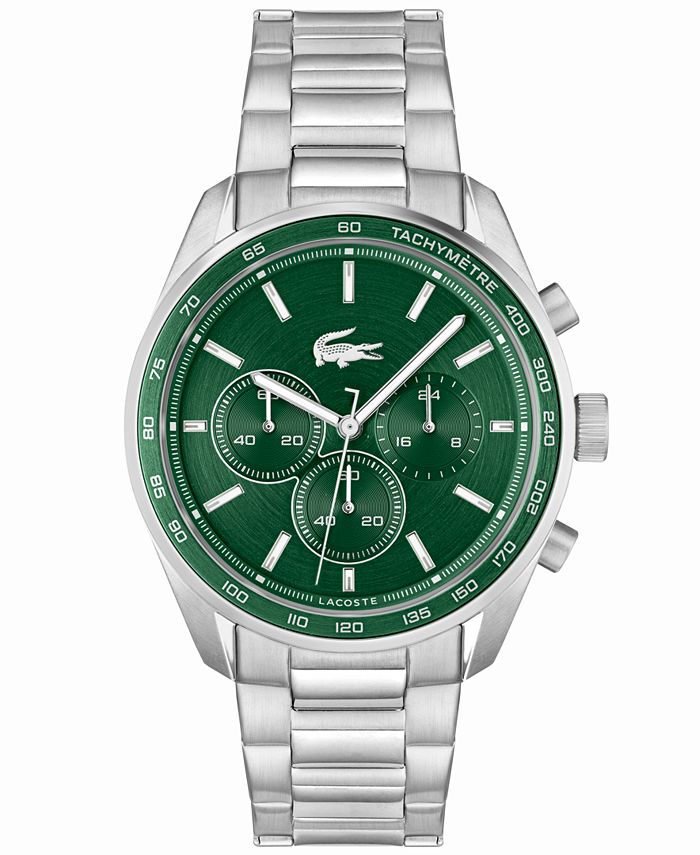 Lacoste Men's Boston Chronograph Silver-tone Stainless Steel Bracelet ...