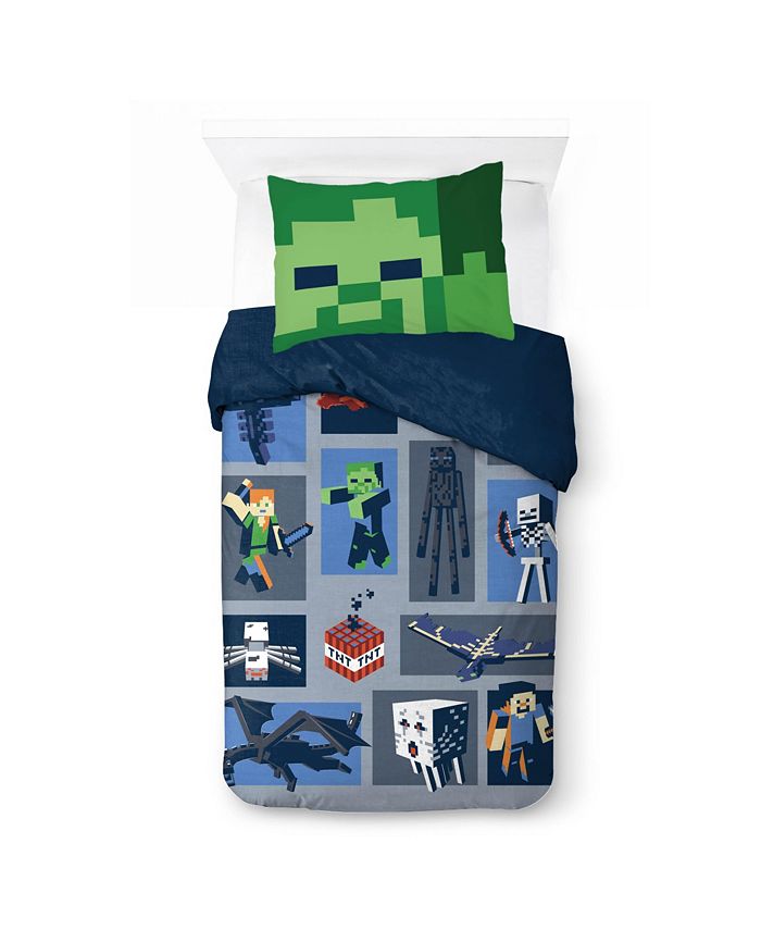 Saturday Park Minecraft Emblematic 100% Organic Cotton Twin Duvet Cover ...