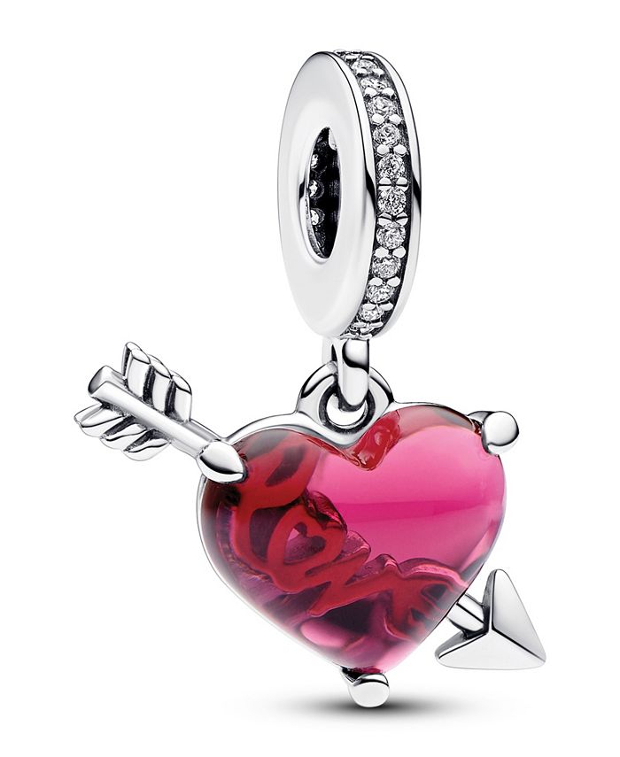 Pandora Sterling Silver Heart and Arrow Dangle Charm - Macy's