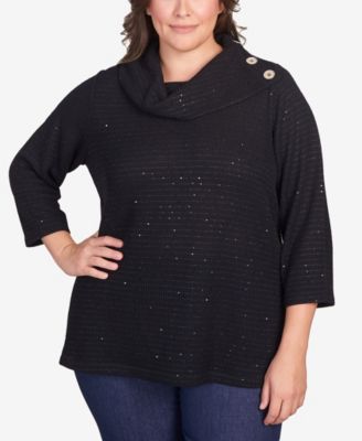 Ruby Rd. Plus Size Soft Sequin Cowl Neck Top - Macy's