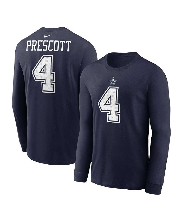 Nike Men's Dak Prescott Navy Dallas Cowboys Player Name and Number Long ...