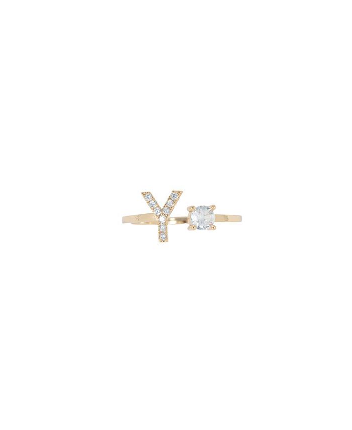 KC Chic Designs Crystal Initial Adjustable Gold-Tone Ring - Macy's