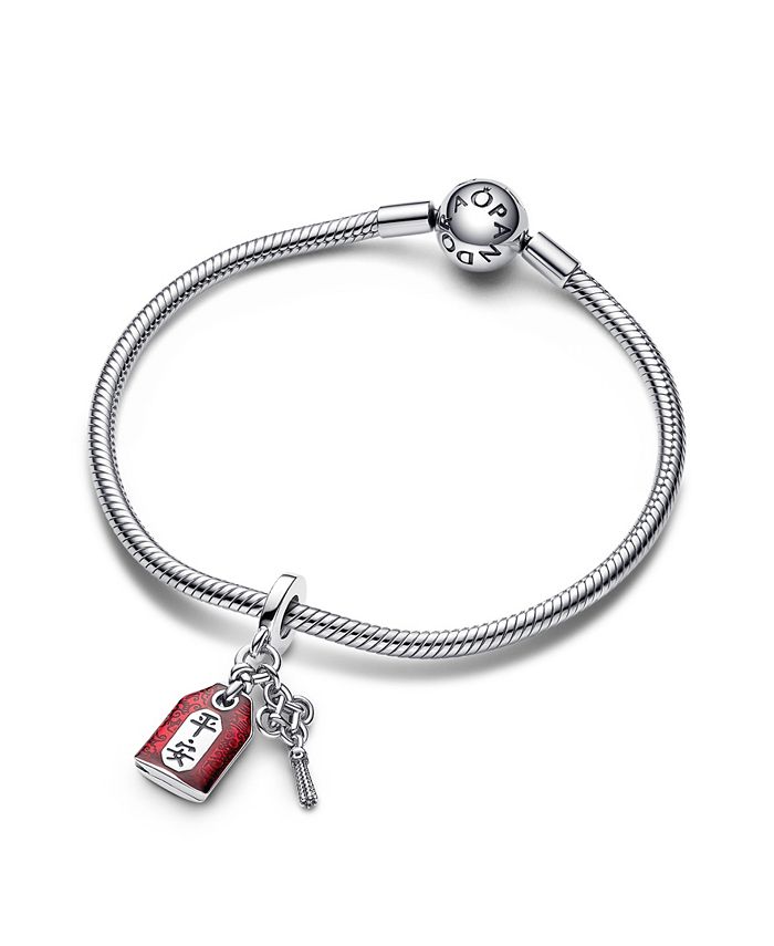 Pandora Sterling Silver Amulet Dangle with Red Enamel Charm - Macy's