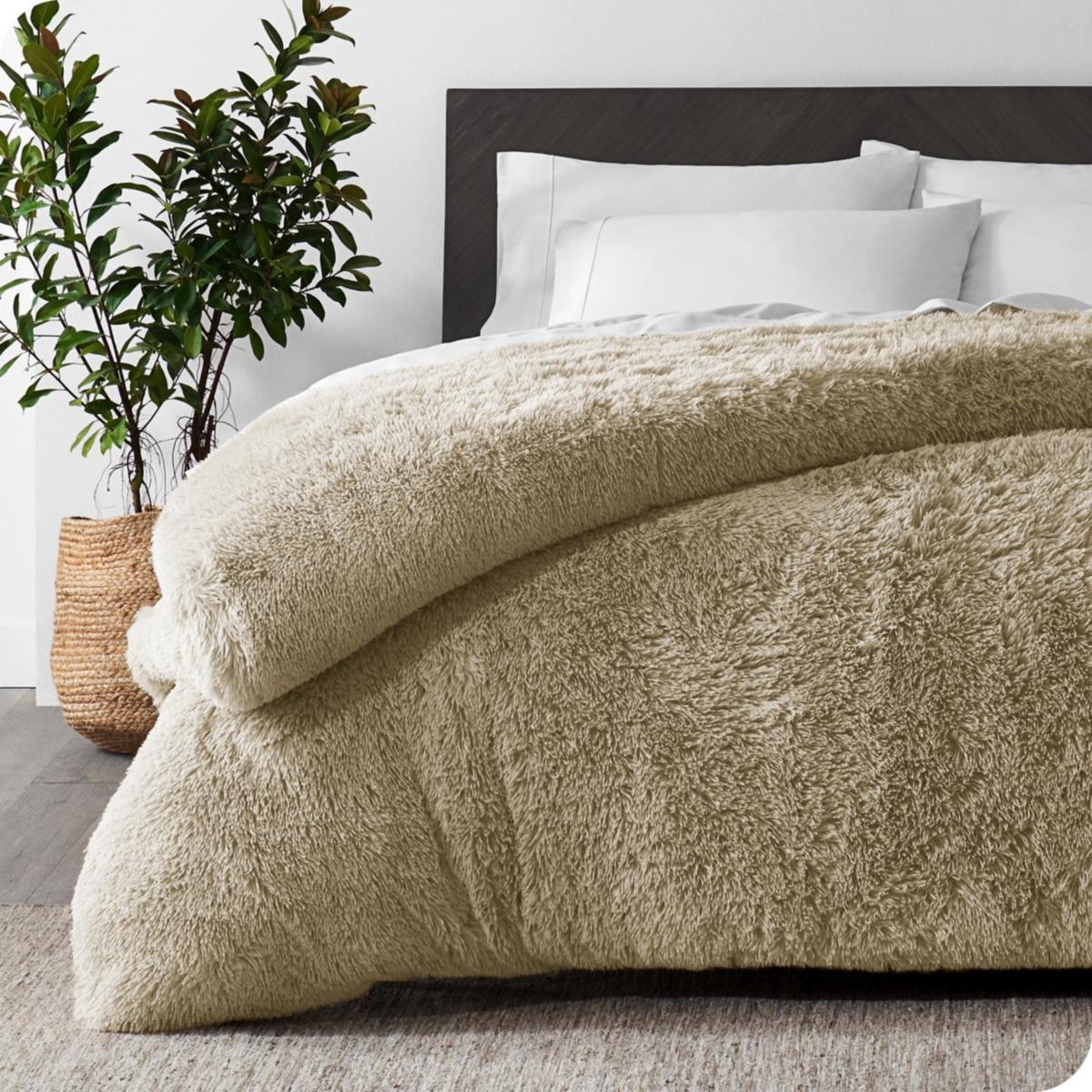 Click here for Bare Home Shaggy Faux Fur Duvet Cover - Sand prices