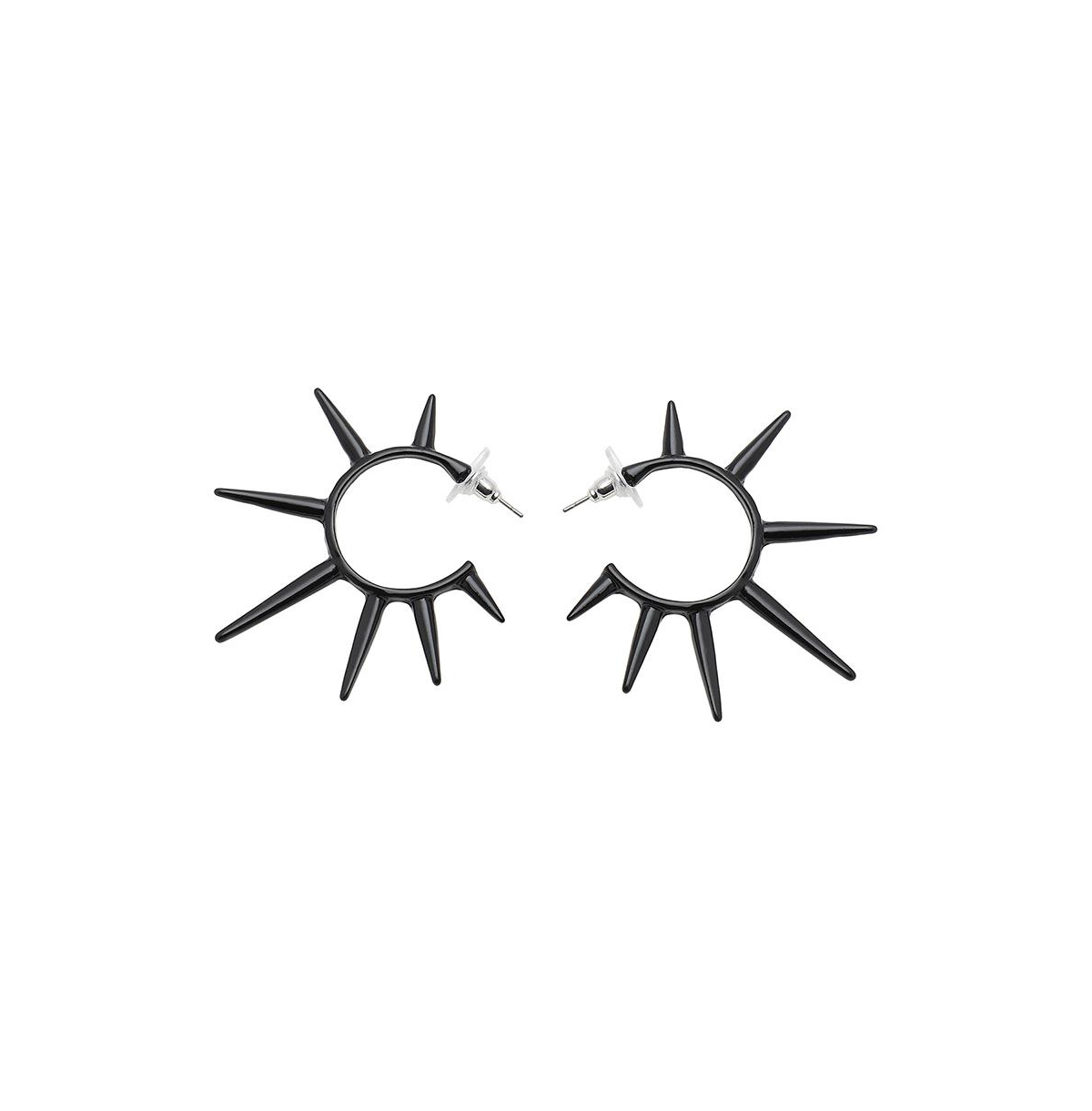 Click here for Sohi Womens Black Spike Hoop Earrings - Black prices