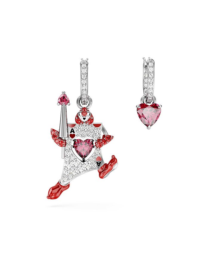 Swarovski Asymmetrical Design, Playing Card, Red, Rhodium Plated Alice ...