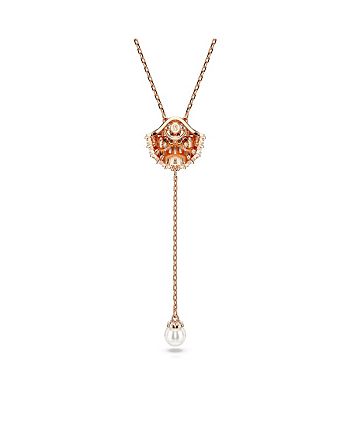 Swarovski Shell, White, Rose Gold-Tone Idyllia Y Pendant Necklace - Macy's