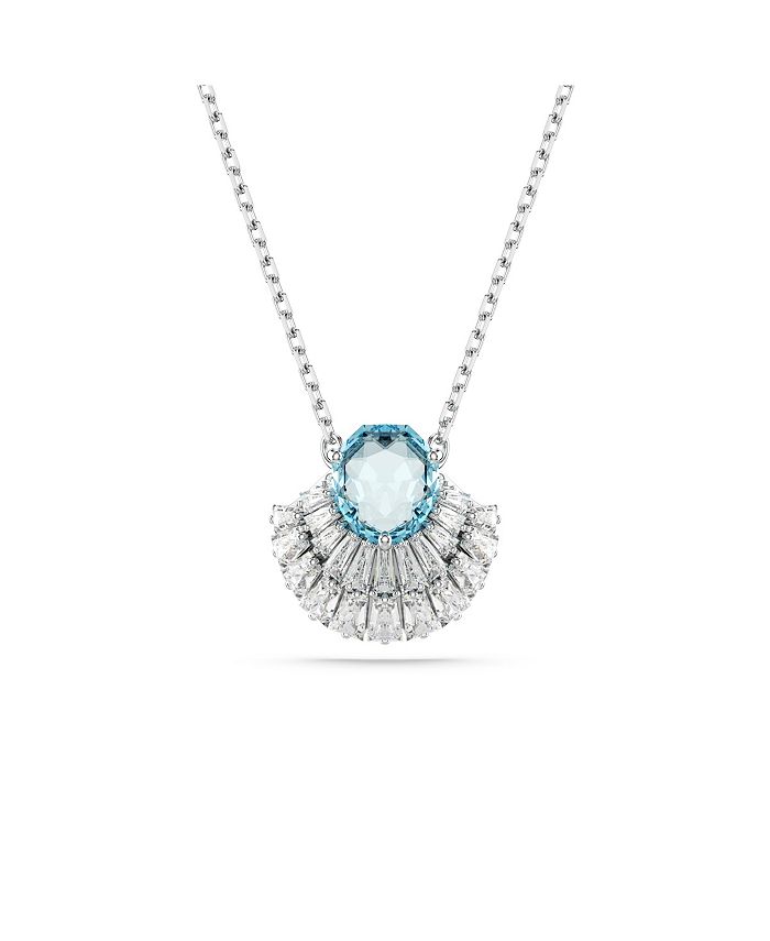 Swarovski Shell, Blue, Rhodium Plated Idyllia Pendant Necklace - Macy's