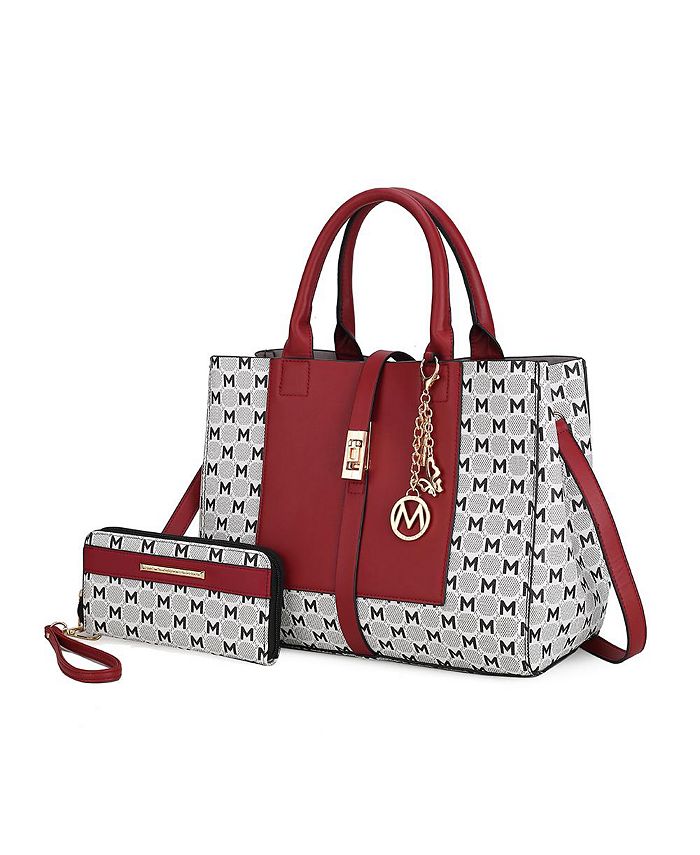MKF Collection Yuliana Circular M emblem Print Satchel Bag with Wallet ...