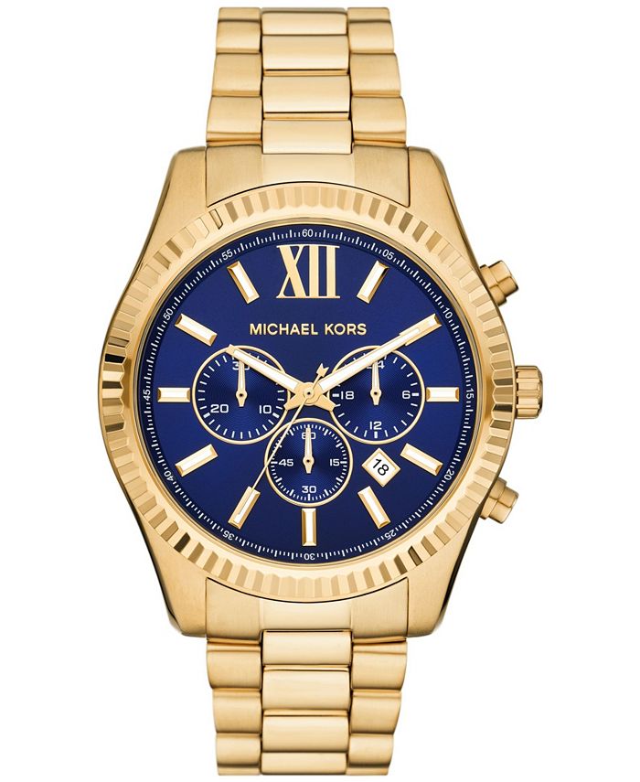 Michael Kors Men's Lexington Chronograph Gold-Tone Stainless Steel ...