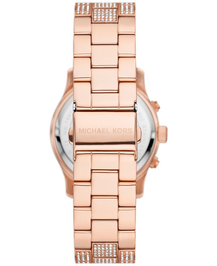 Michael Kors Women's Runway Chronograph Rose Gold-Tone Stainless Steel ...