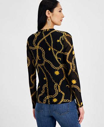 I.N.C. International Concepts Women's Printed Mesh Top, Created for ...