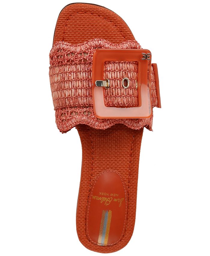 Sam Edelman Women's Bambi Raffia Buckle Slide Sandals - Macy's