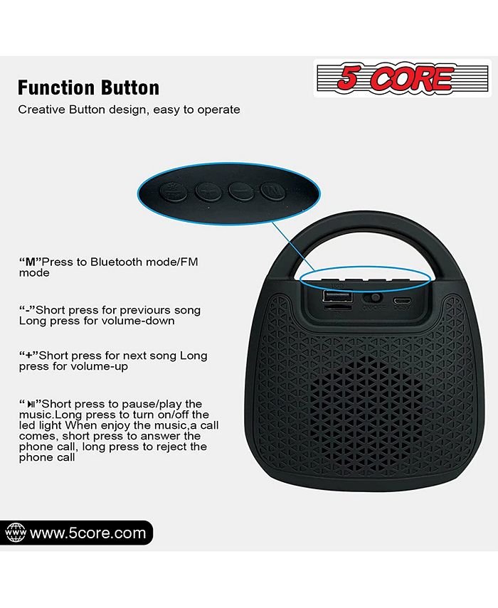 5 Core Bluetooth Speaker Wireless Outdoor Portable Waterproof Loud Small Blue Tooth USB Bocinas ...