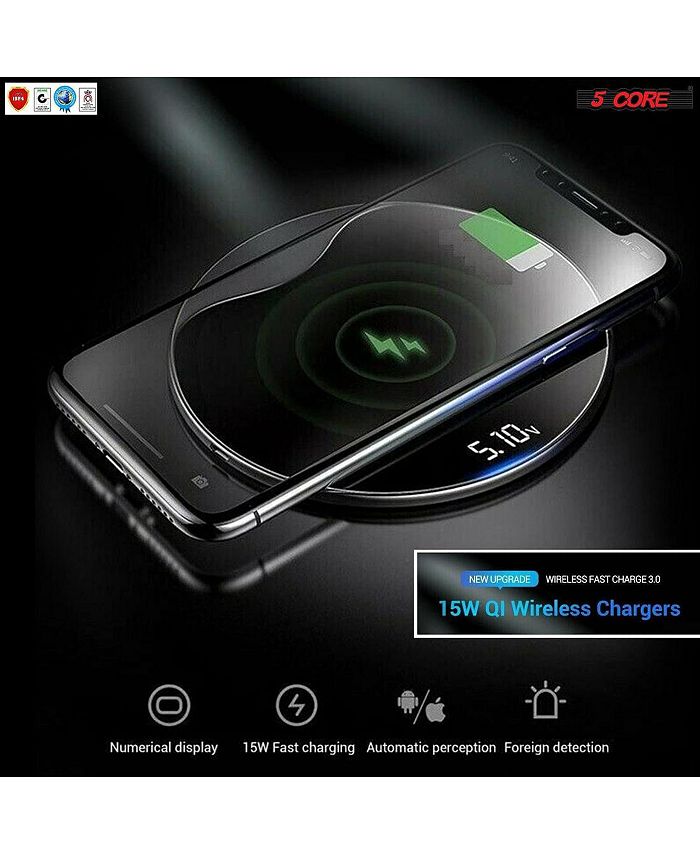 5 Core Wireless Charger Charging Station Fast QI Charging Pad w Upgraded Coil Case Friendly ...