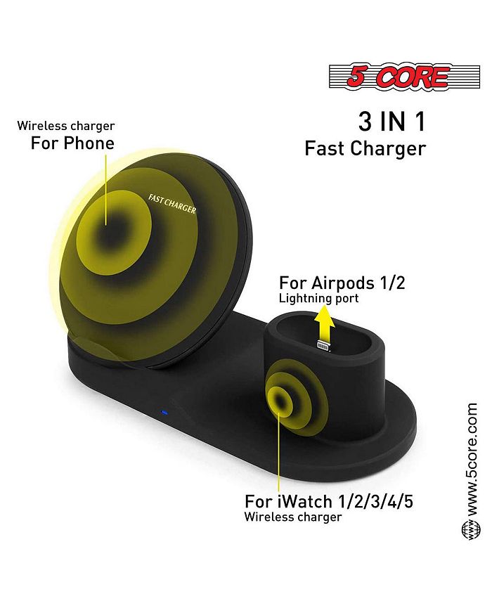 5 Core 3 in 1 Qi Wireless 10W / 15W Fast Charging Pad Stand Dock For ...
