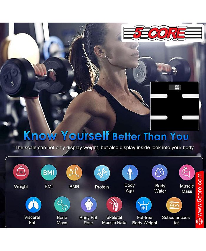 5 Core Bathroom Scale for Body Weight Smart Battery Powered Digital ...
