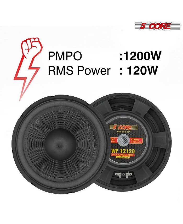 5 Core 12 Inch Subwoofer Speaker 1200W Peak 8 Ohm DJ Replacement Bass ...