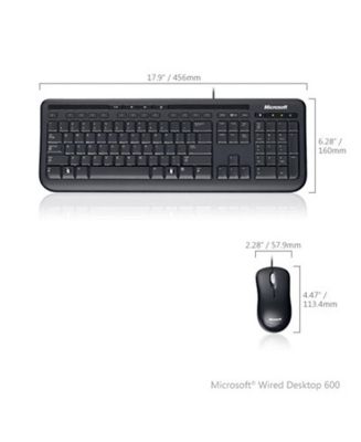 Microsoft Wired Keyboard and Mouse Set 600 USB Port Black - Macy's