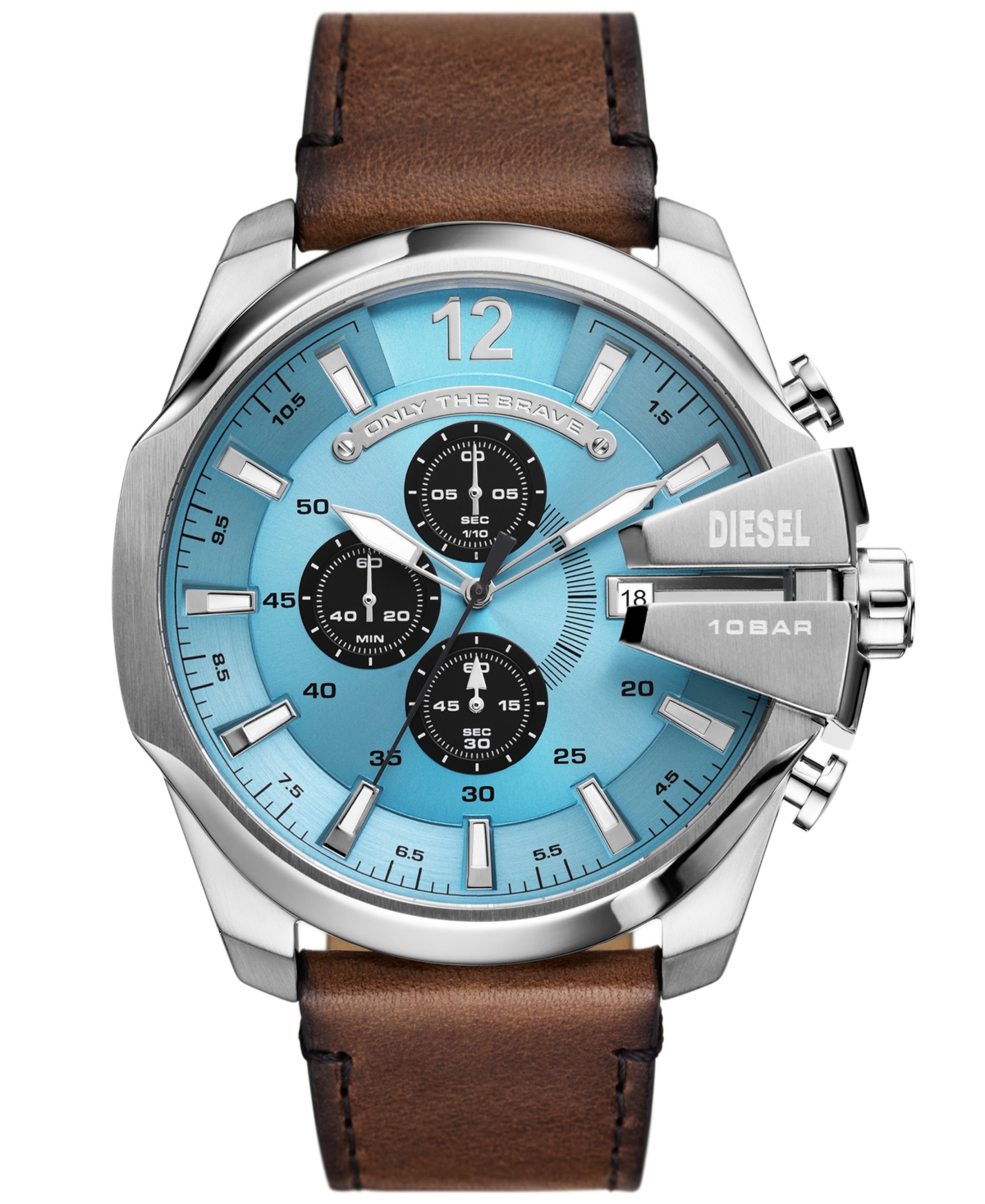 Click here for Diesel Mens Mega Chief Chronograph Brown Leather W... prices
