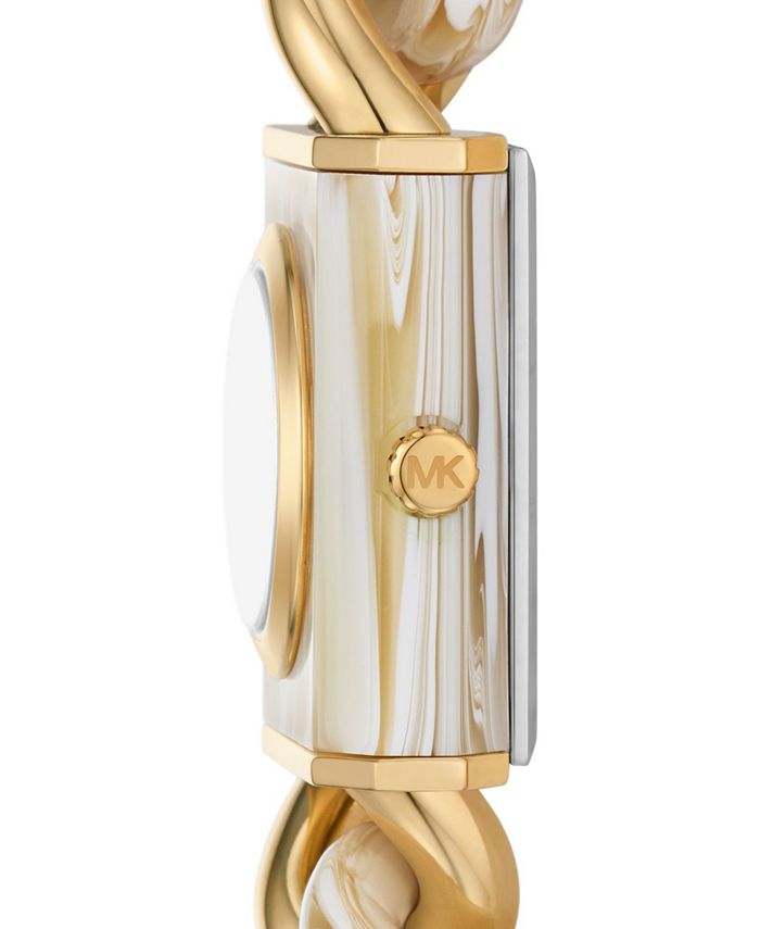 Michael Kors Women's MK Chain Lock Three-Hand Alabaster and Gold-Tone ...
