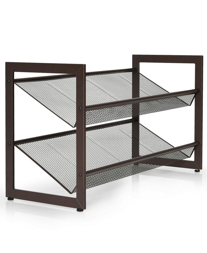Slickblue Flat and Slant Metal Shoe Rack for Entryway Hallway-2-Tier ...