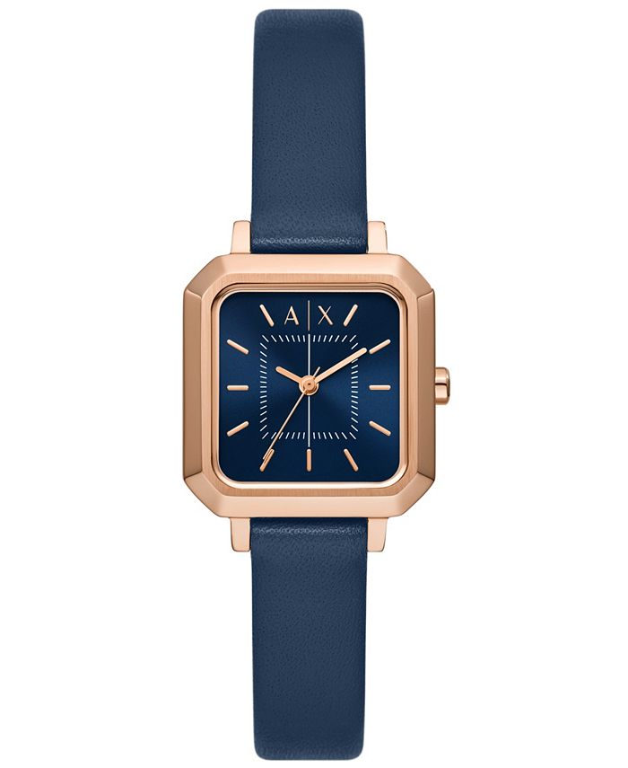 A|X Armani Exchange Women's Leila Three Hand Blue Leather Watch 27mm ...